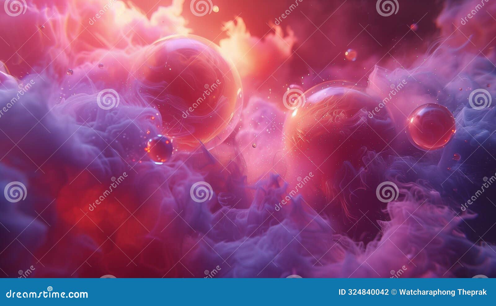 Vivid Interstellar Scene with Glowing Spheres Stock Illustration ...