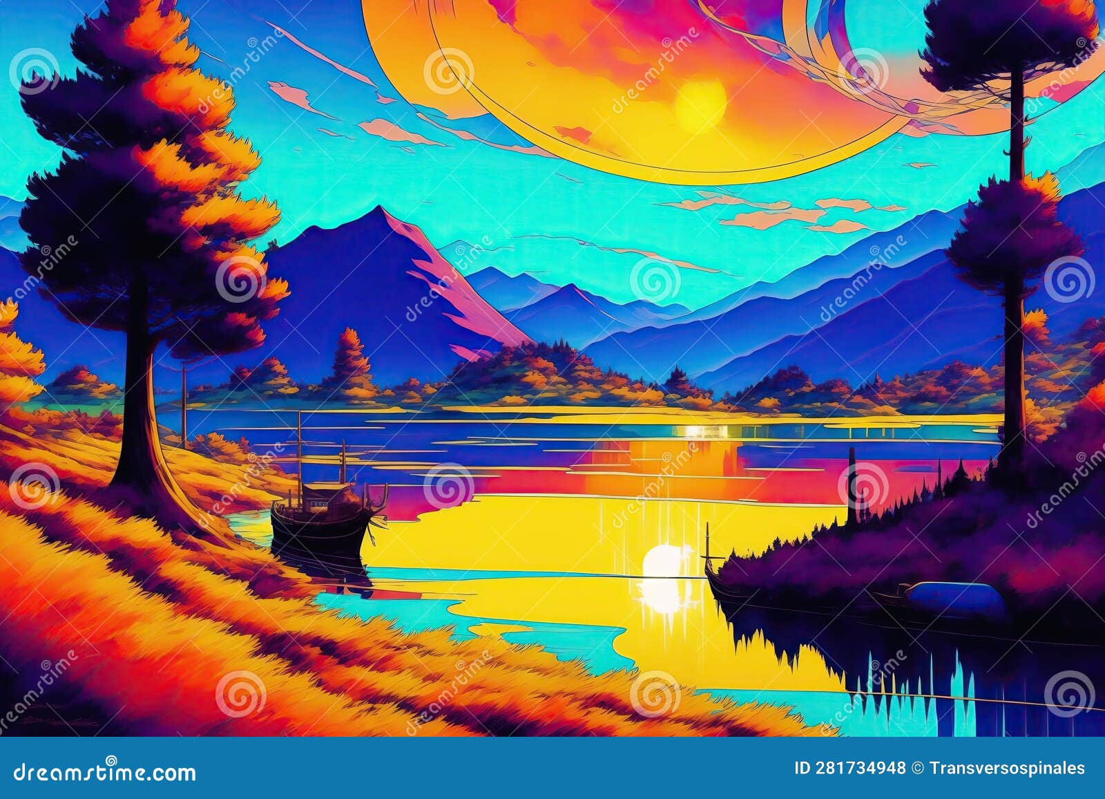 A Vivid Landscape Featuring A Stunning Mountain Peak Enveloped Stock ...