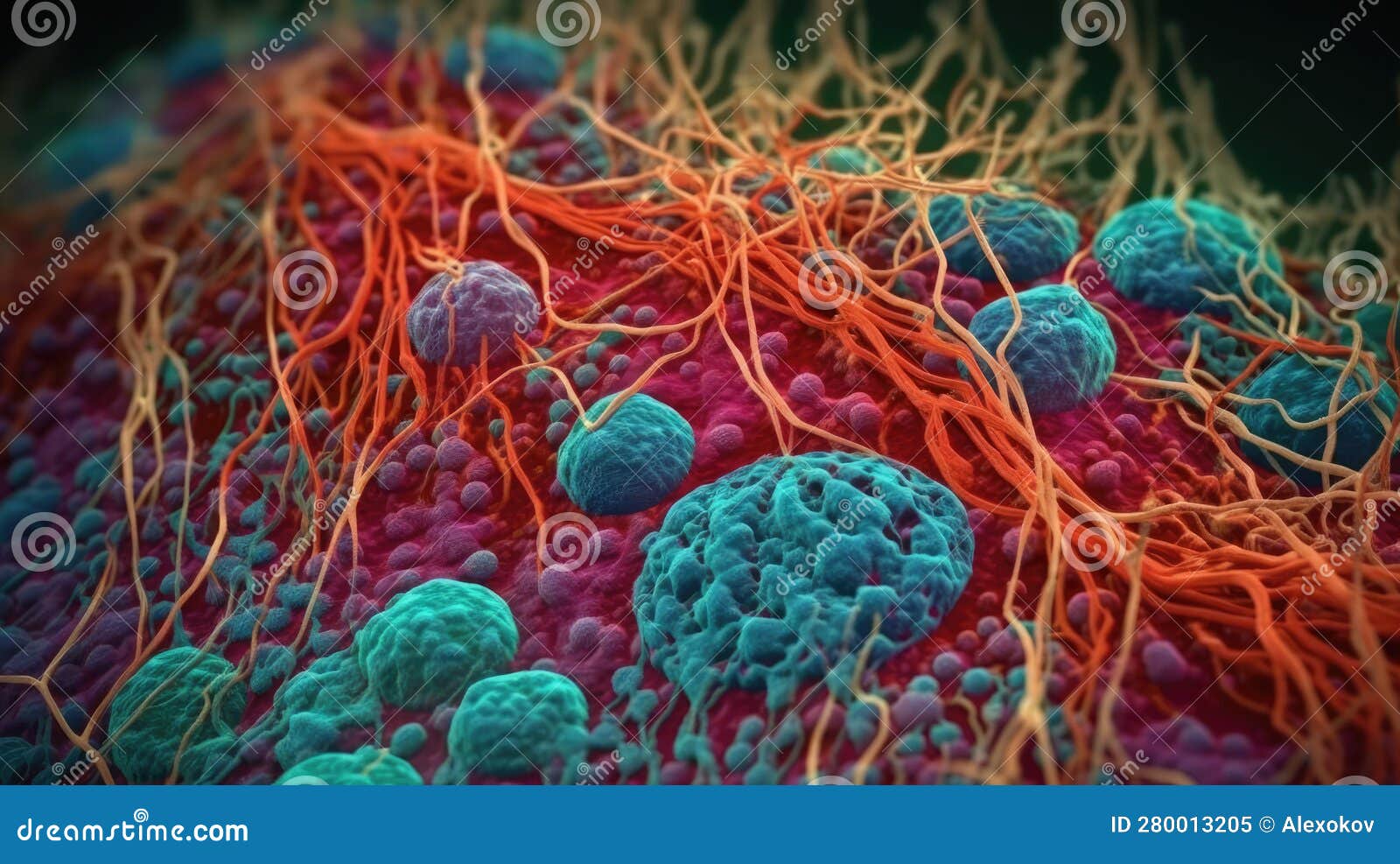 Vivid Lymphatic Cell Microscopic View for Medical Research. Stock ...