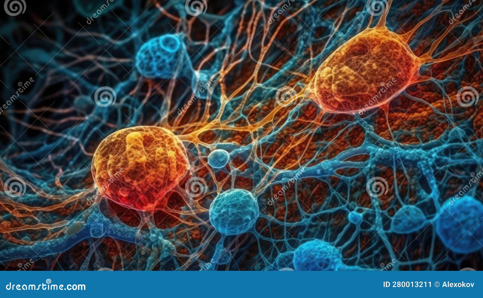 Vivid Lymphatic Cell Microscopic View for Medical Research. Stock ...