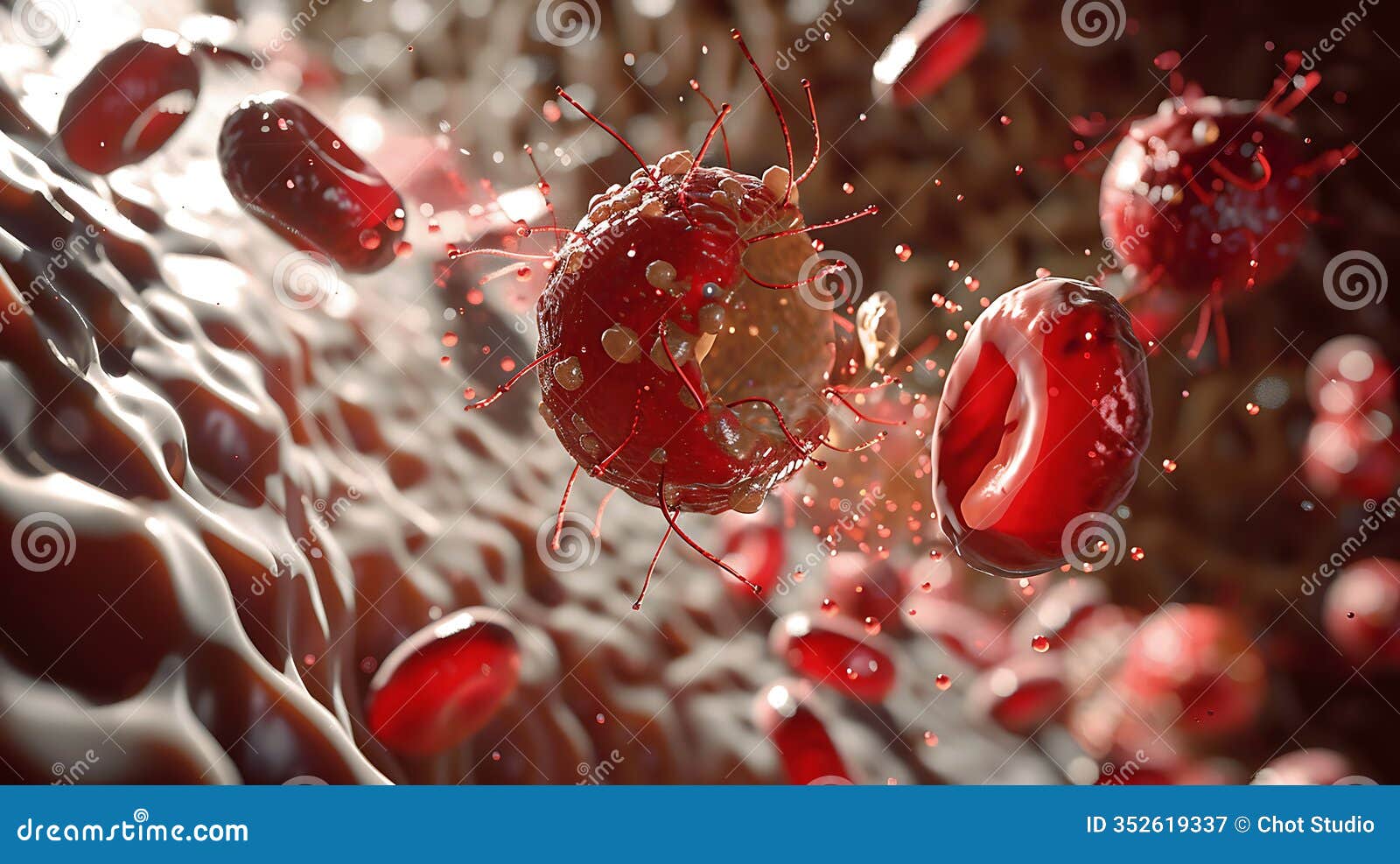 Detailed Illustration of a Microscopic View Showcasing Red Blood Cells ...
