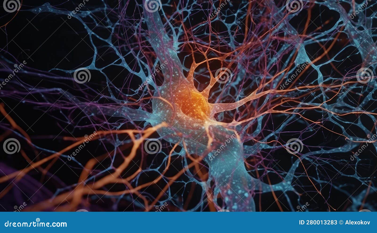 Vivid Microscopic View of Nerve Cells for Medical Presentations. Stock ...