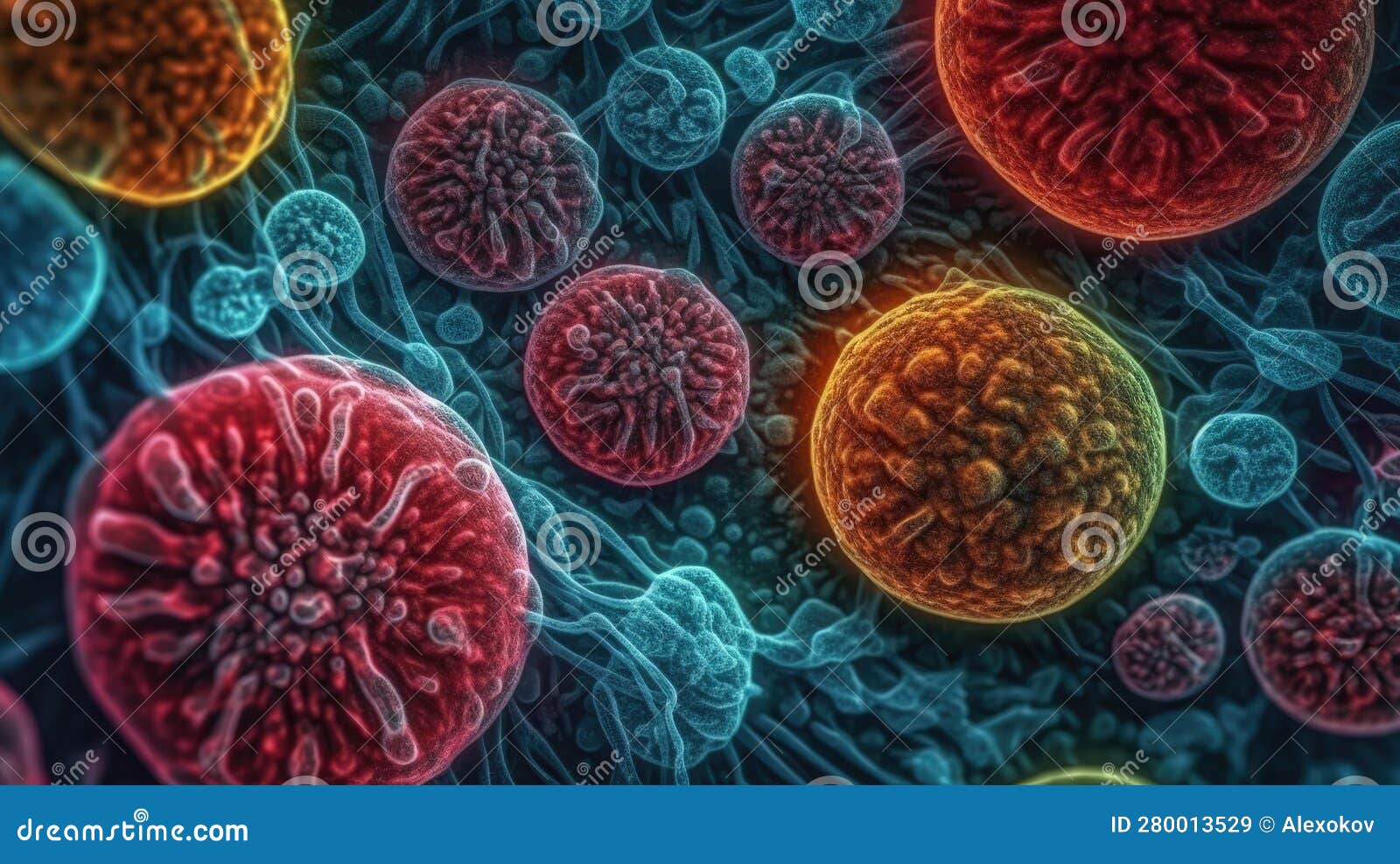 Vivid Microscopic View of Stem Cells for Medical Research. Stock ...