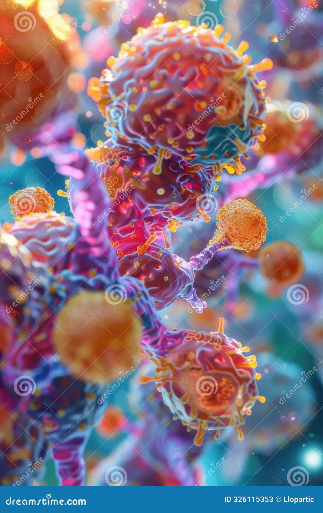 Vivid Microscopic View Of Various Colorful Pathogens Including Viruses ...