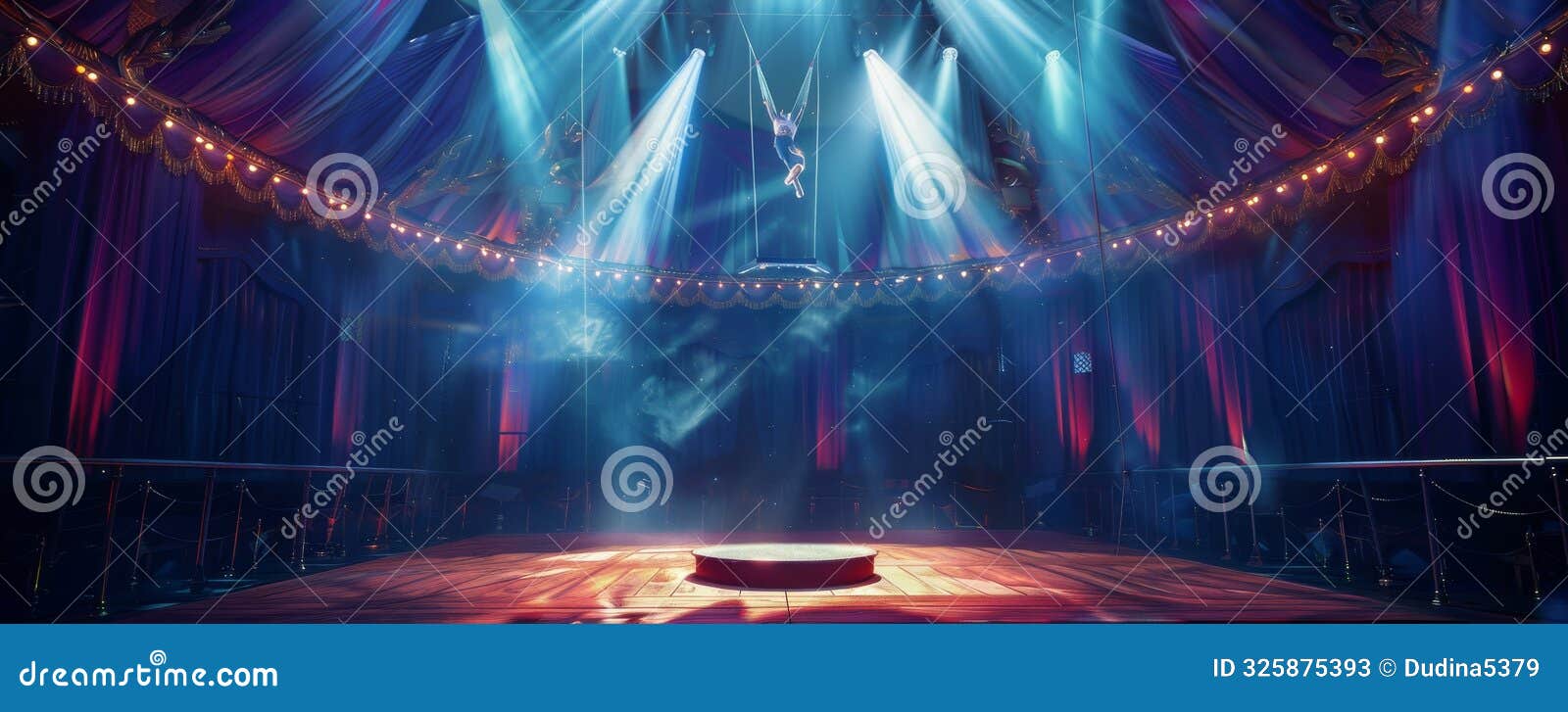 Vivid Mockup with a Central Podium in a Dramatic Circus Setting with ...