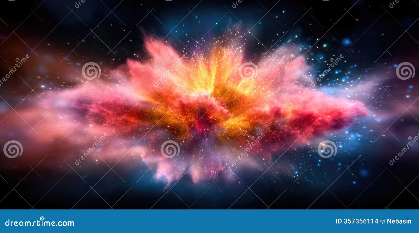 Vivid Multicolored Nebula Explosion in Deep Space with Bright Starry ...