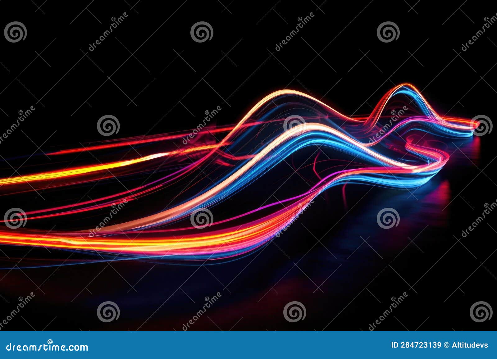 Vivid Neon Light Trails on a Black Background Stock Image - Image of ...