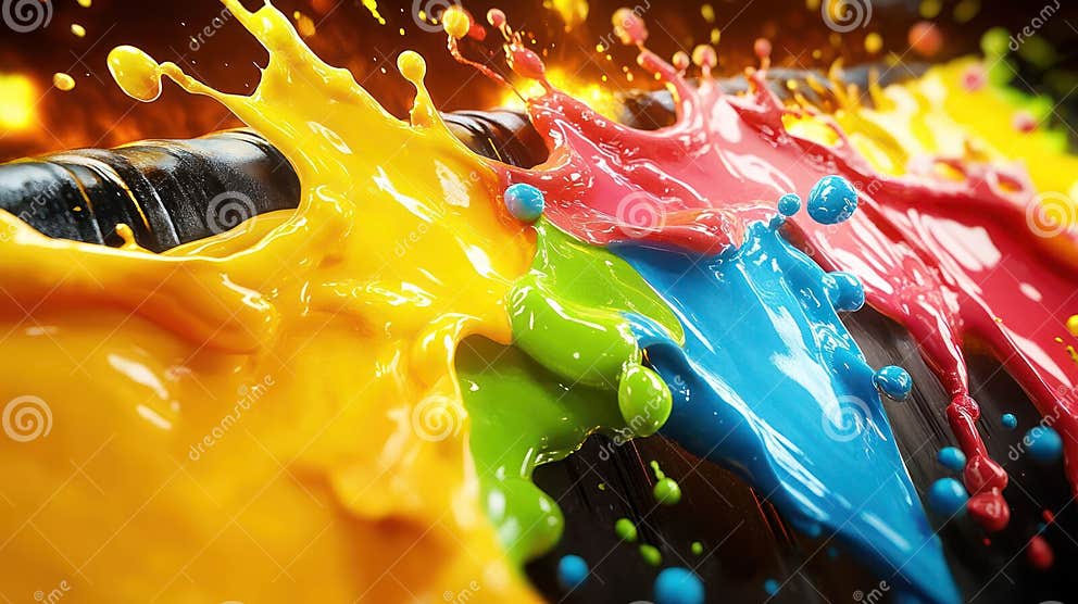 Vivid Paint Splashes Create a Dynamic and Colorful Visual Effect Stock ...