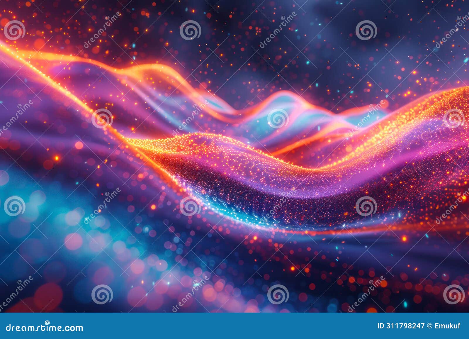 Vivid Particle Waves Flowing in Digital Art. Stock Image - Image of ...