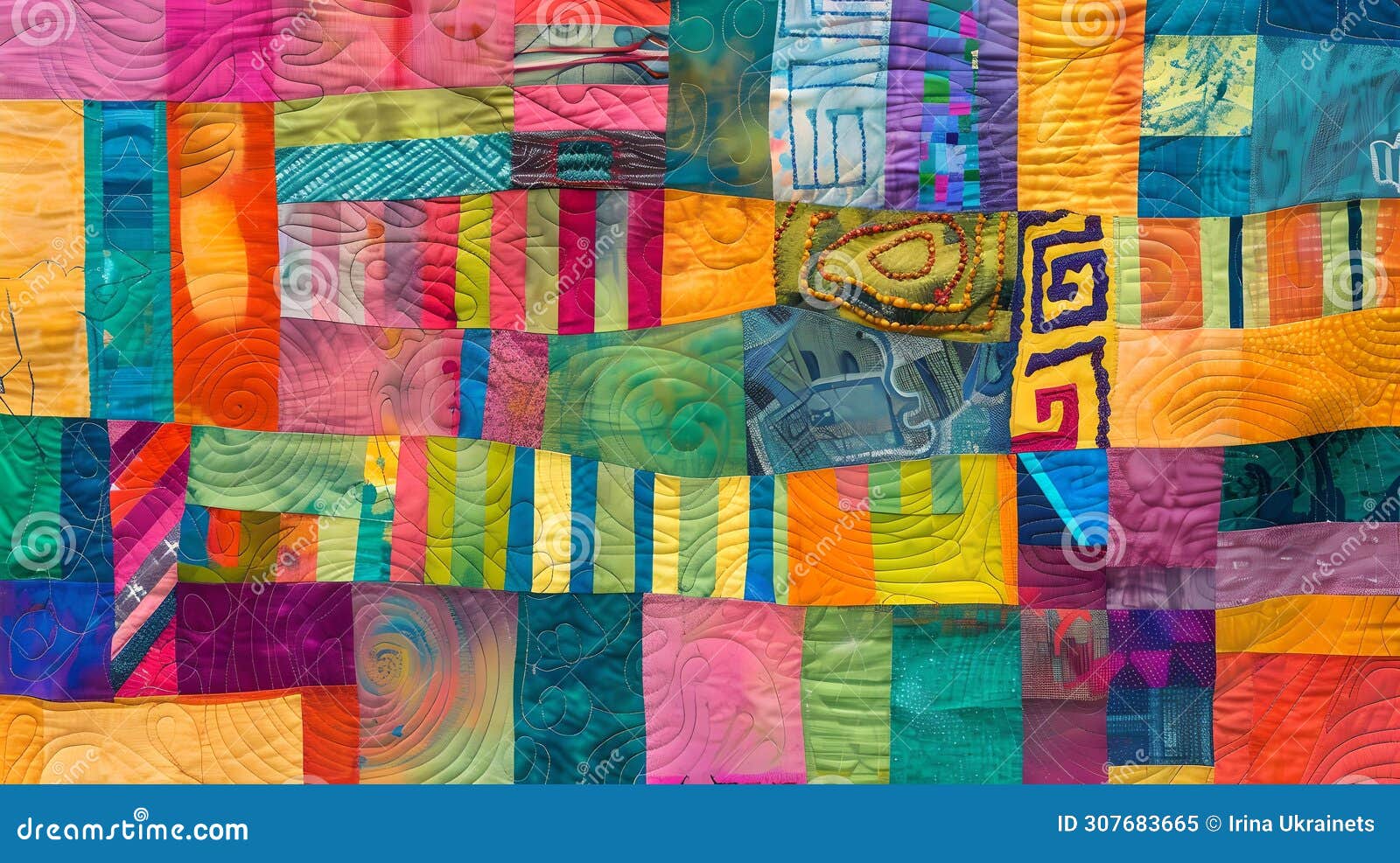 Colorful Patchwork Quilt Texture, Handmade Fabric Pieces, Artistic ...