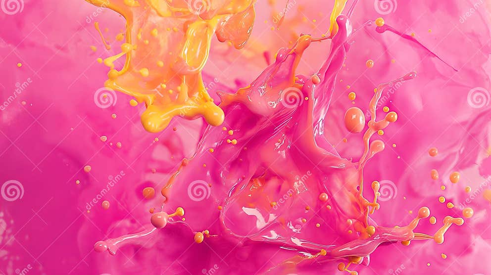 Vivid Pink and Yellow Paint Splash Stock Photo - Image of vivid ...