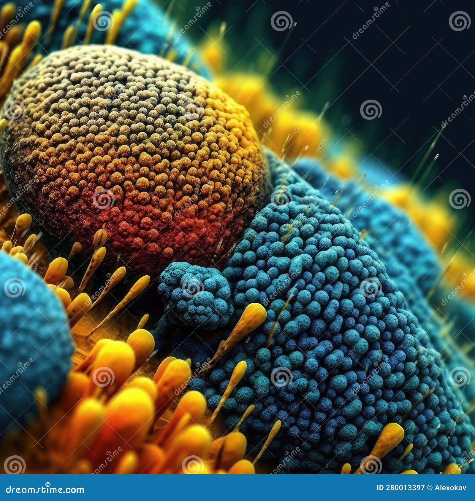 Vivid Pollen Microscopic View for Scientific Research. Stock ...