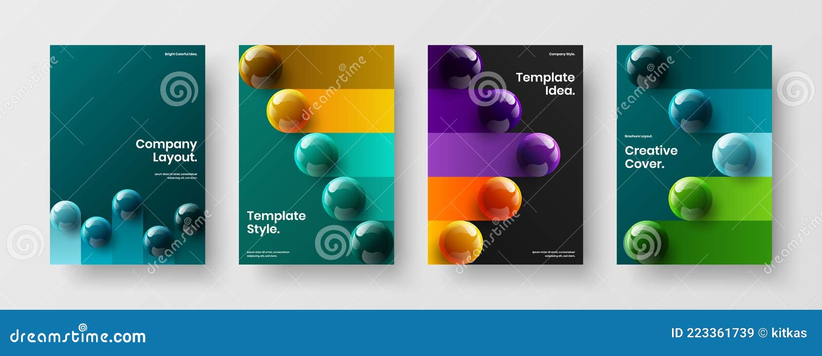 Vivid Poster A4 Design Vector Layout Bundle. Original 3D Spheres ...