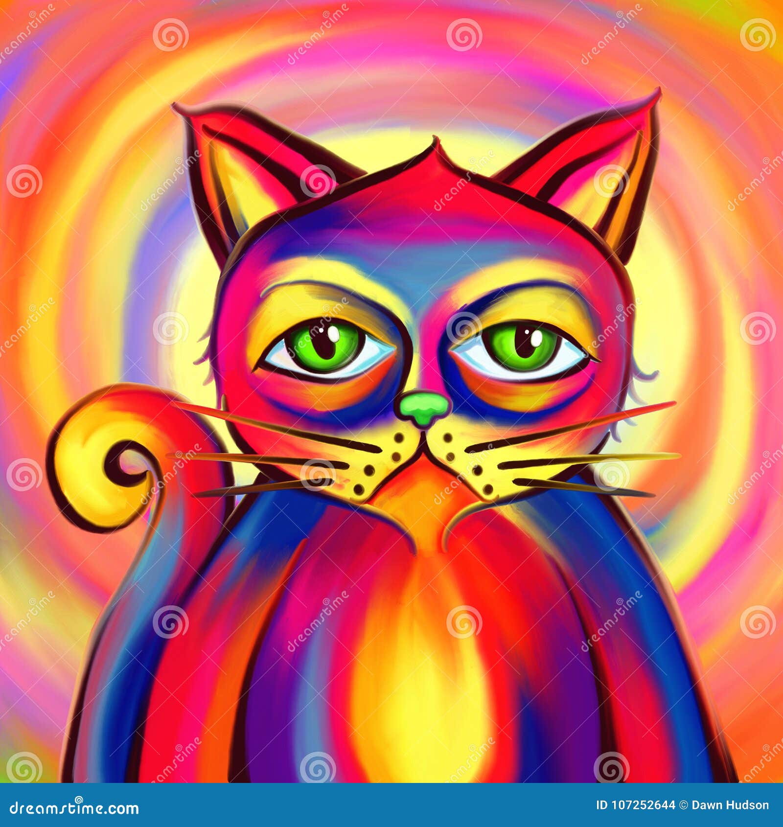 Vivid Psychedelic Cat Portrait Painting Stock Illustration ... Vivid Psychedelic Cat Portrait Painting Stock Illustration ...