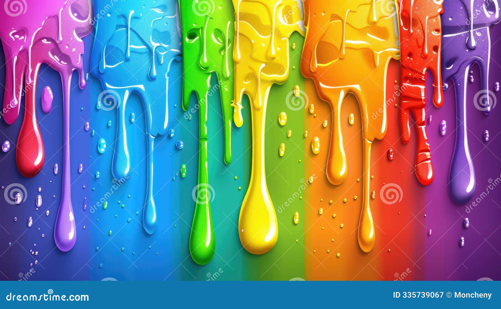 Vivid Rainbow Colors Dripping Down the Background in a Dynamic Display ...