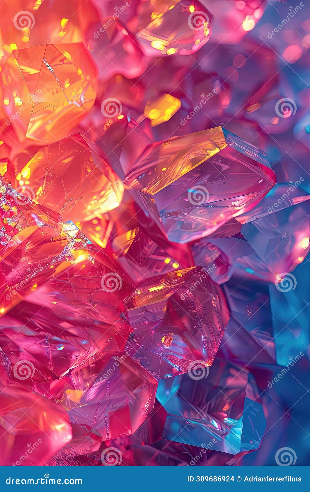 Vivid Red and Blue Crystals with a Bright, Reflective Surface. Stock ...