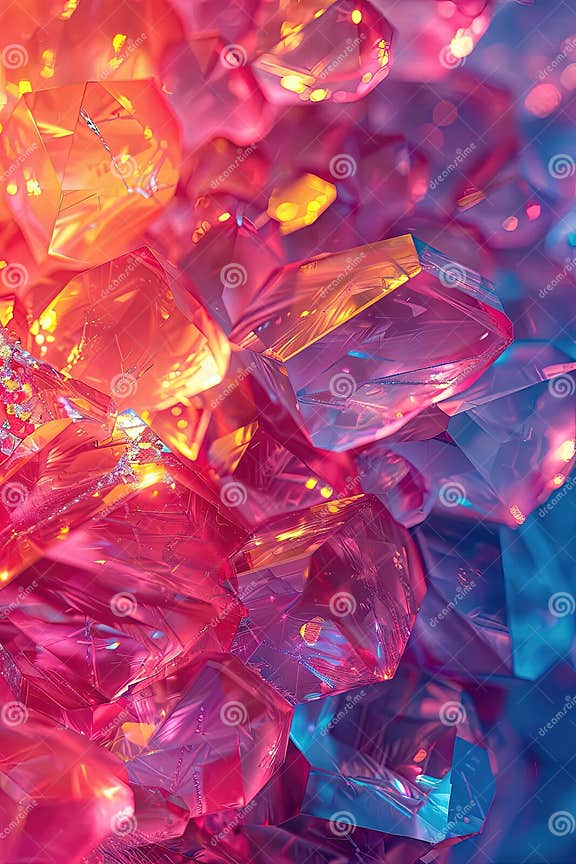 Vivid Red and Blue Crystals with a Bright, Reflective Surface. Stock ...