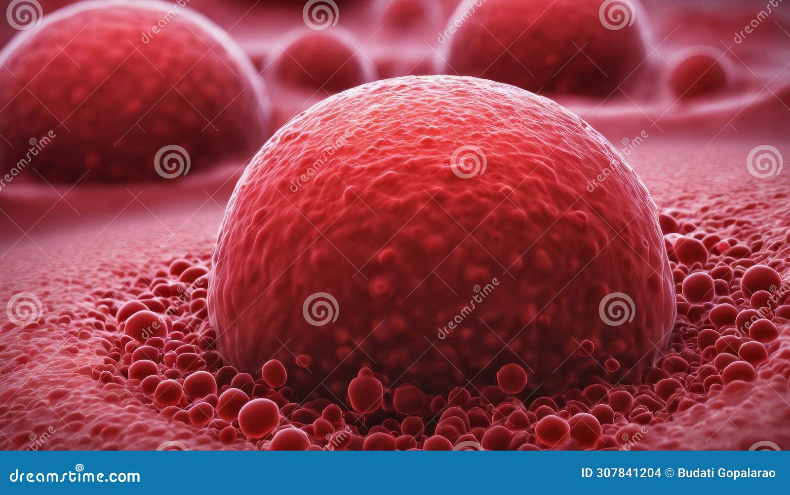Vivid Red Cells in a Microscopic World Stock Illustration ...