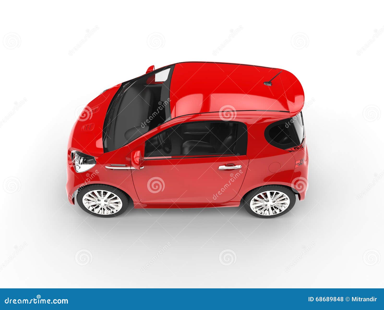 Vivid Red Compact Car - Top View Stock Illustration - Illustration of ...