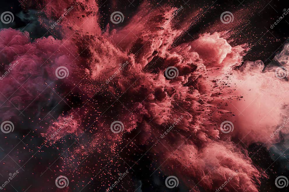 A Vivid Red Dust Explosion, Creating a Dramatic and Intense Cloud ...