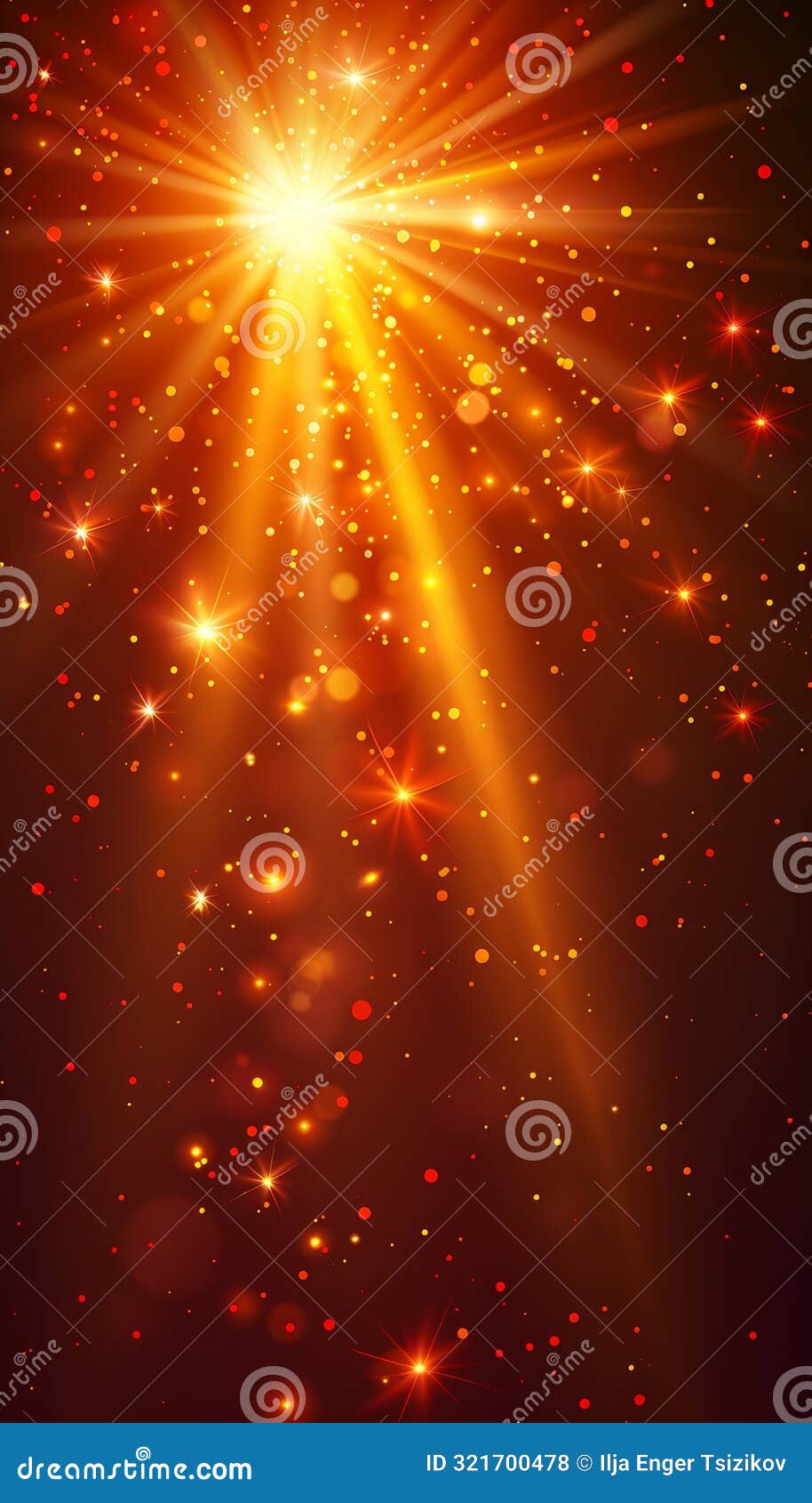 Vivid Red Light Burst on Dark Backdrop with Golden Rays Creating ...