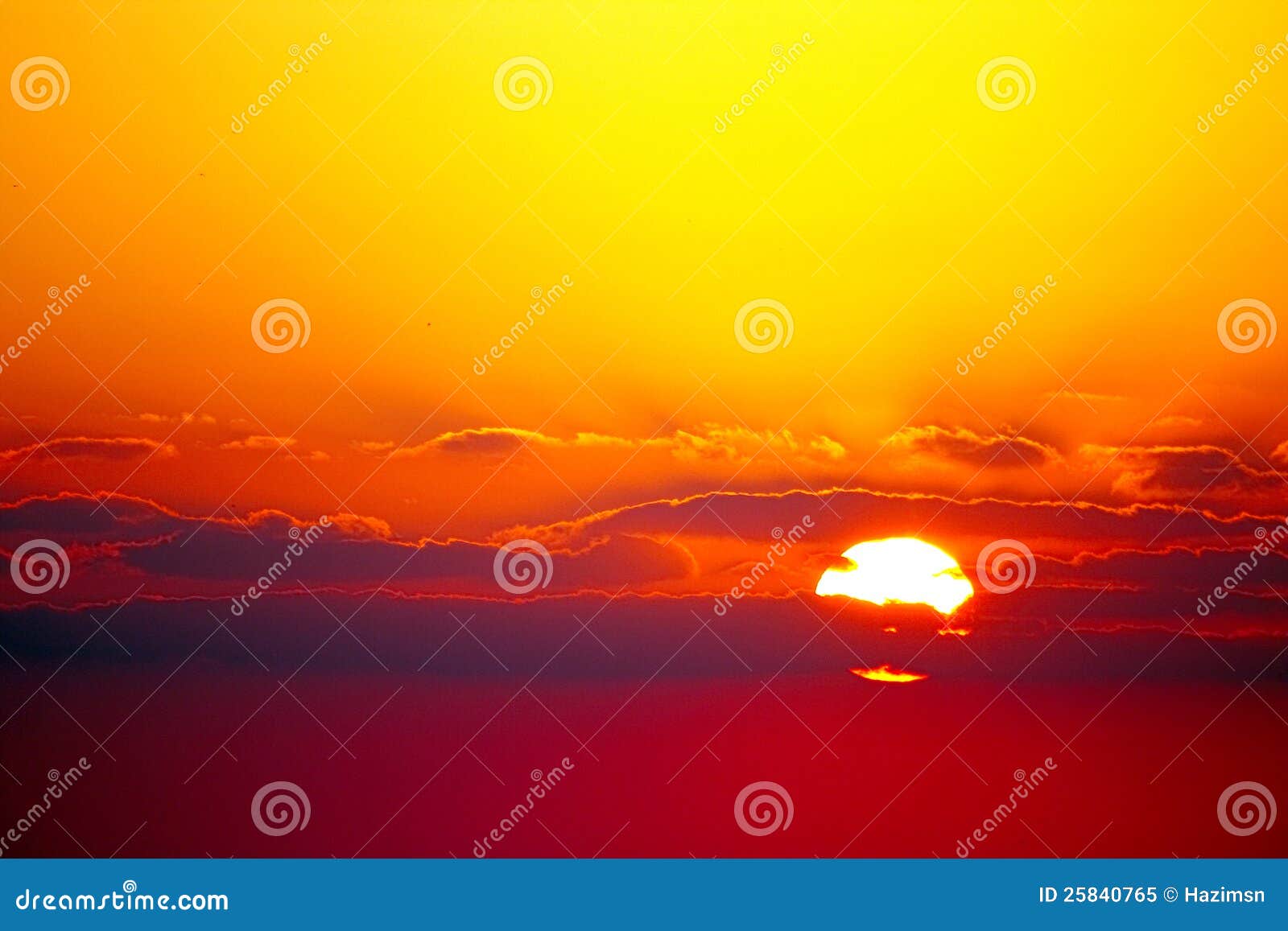 Yellow Sunset Fluffy White Clouds On Blue Sky Background Stock ...