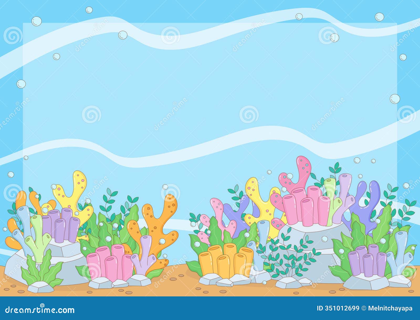 Vivid Reef Under Ocean Frame 2 Stock Illustration - Illustration of ...