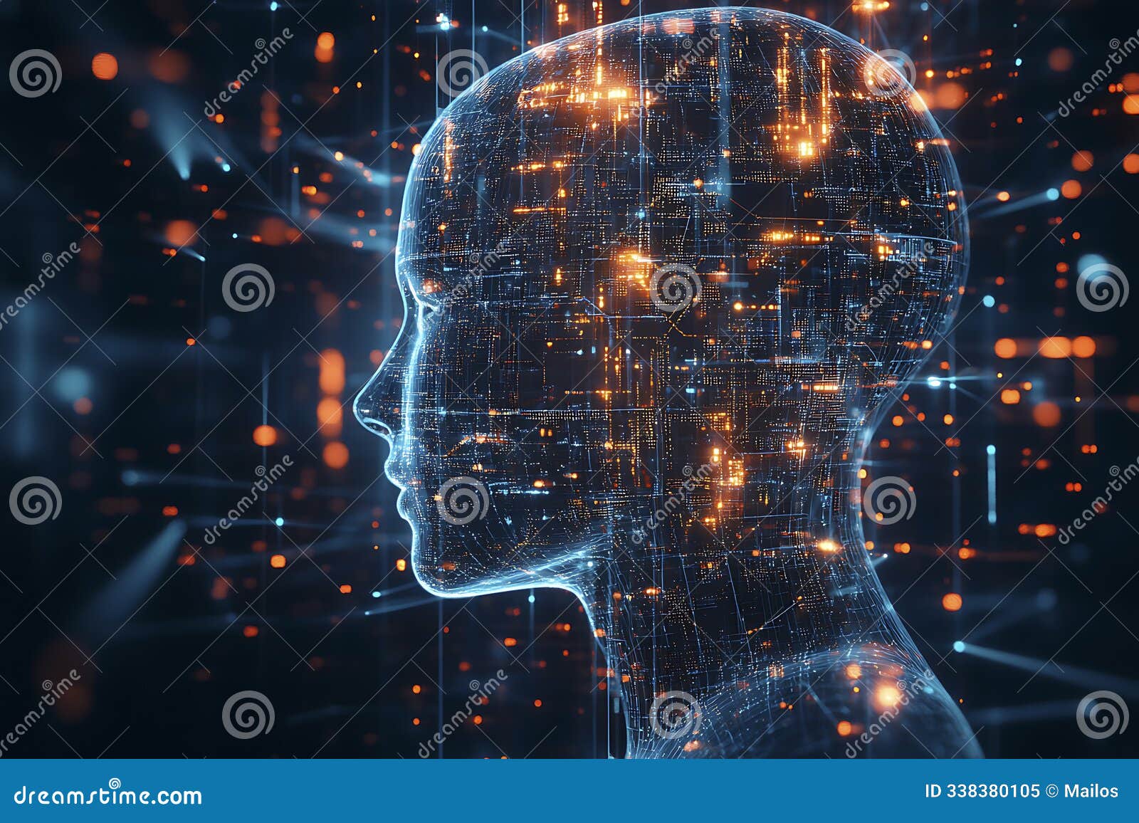 Vivid Representation of Artificial Intelligence Brain Function Stock ...