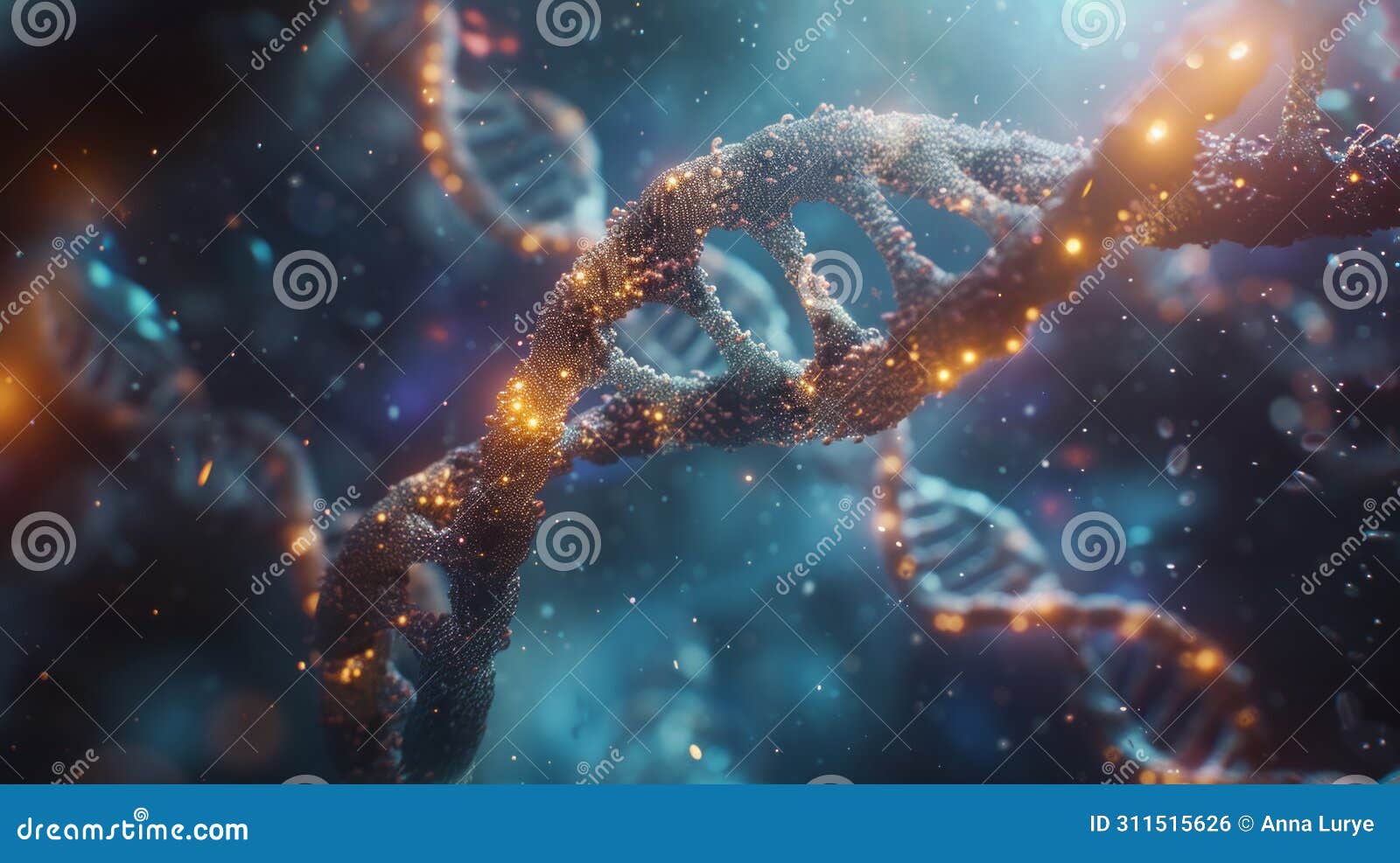 A Vivid Representation of DNA Strands, Emphasizing the Intricate ...