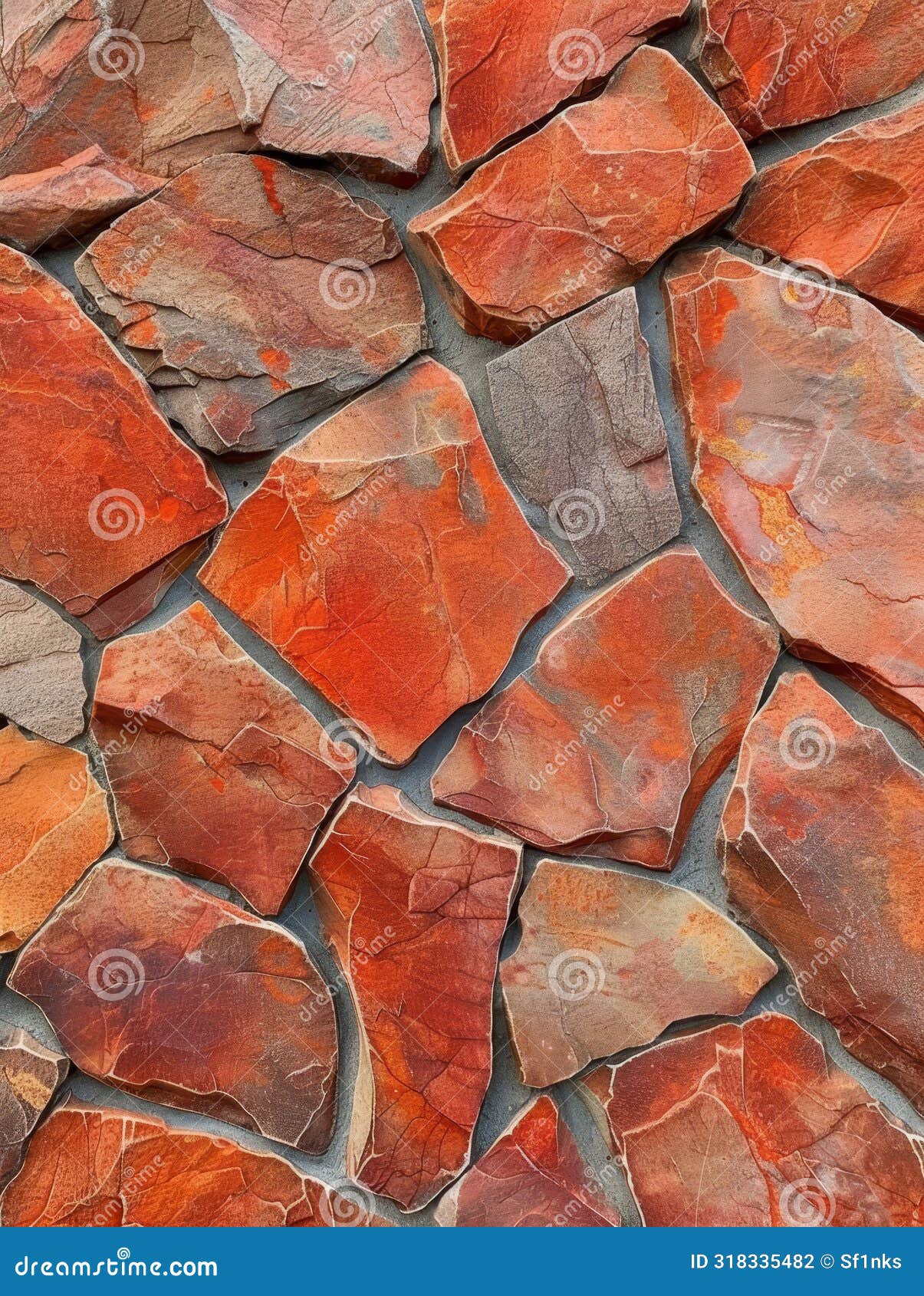 Vivid Rustic Red Stone Cladding with Varied Hues and Textures for a ...