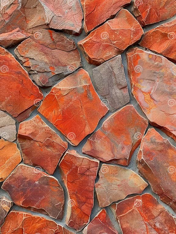 Vivid Rustic Red Stone Cladding with Varied Hues and Textures for a ...