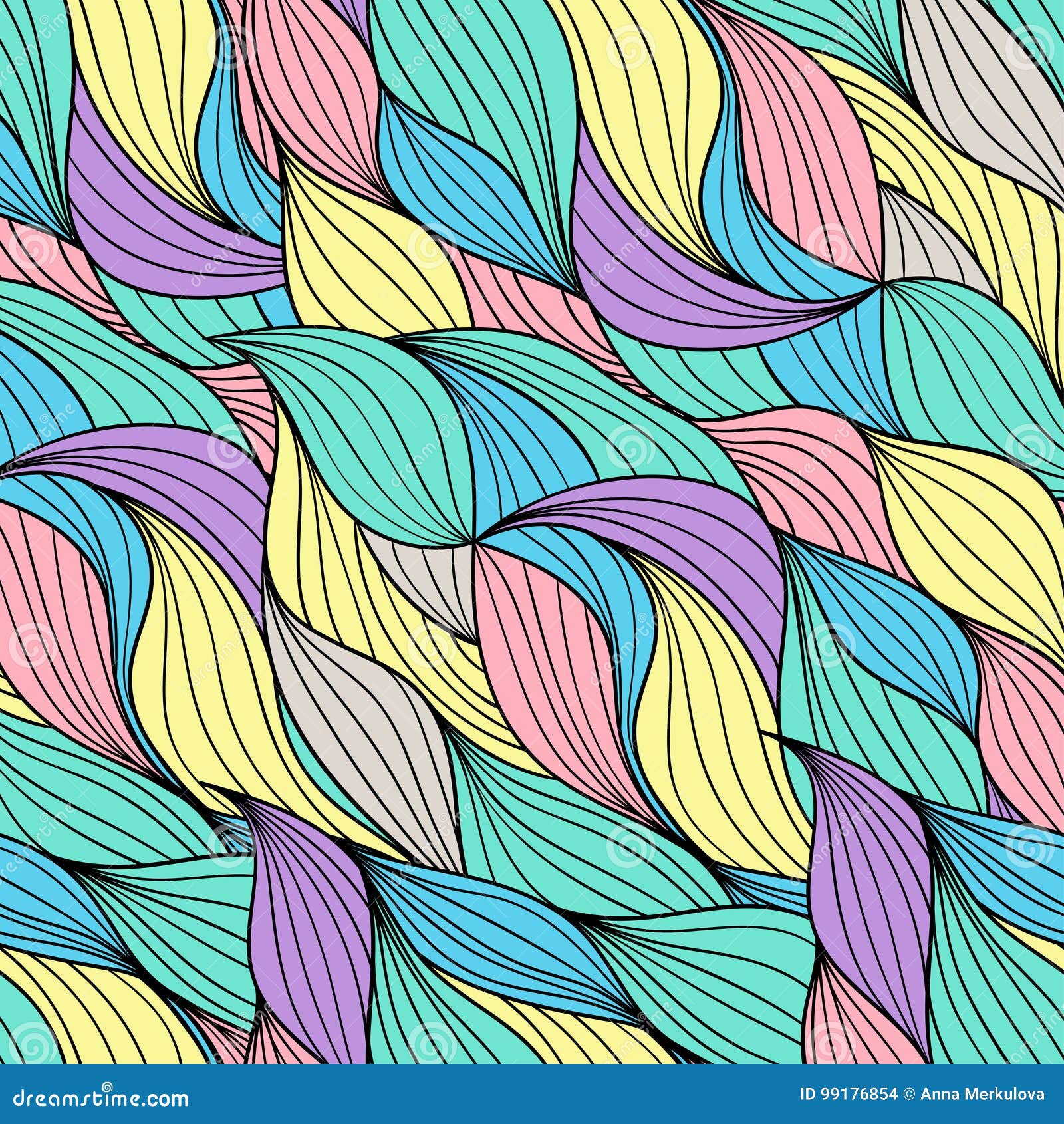 Vivid Seamless Abstract Hand-drawn Waves Pattern Stock Vector ...