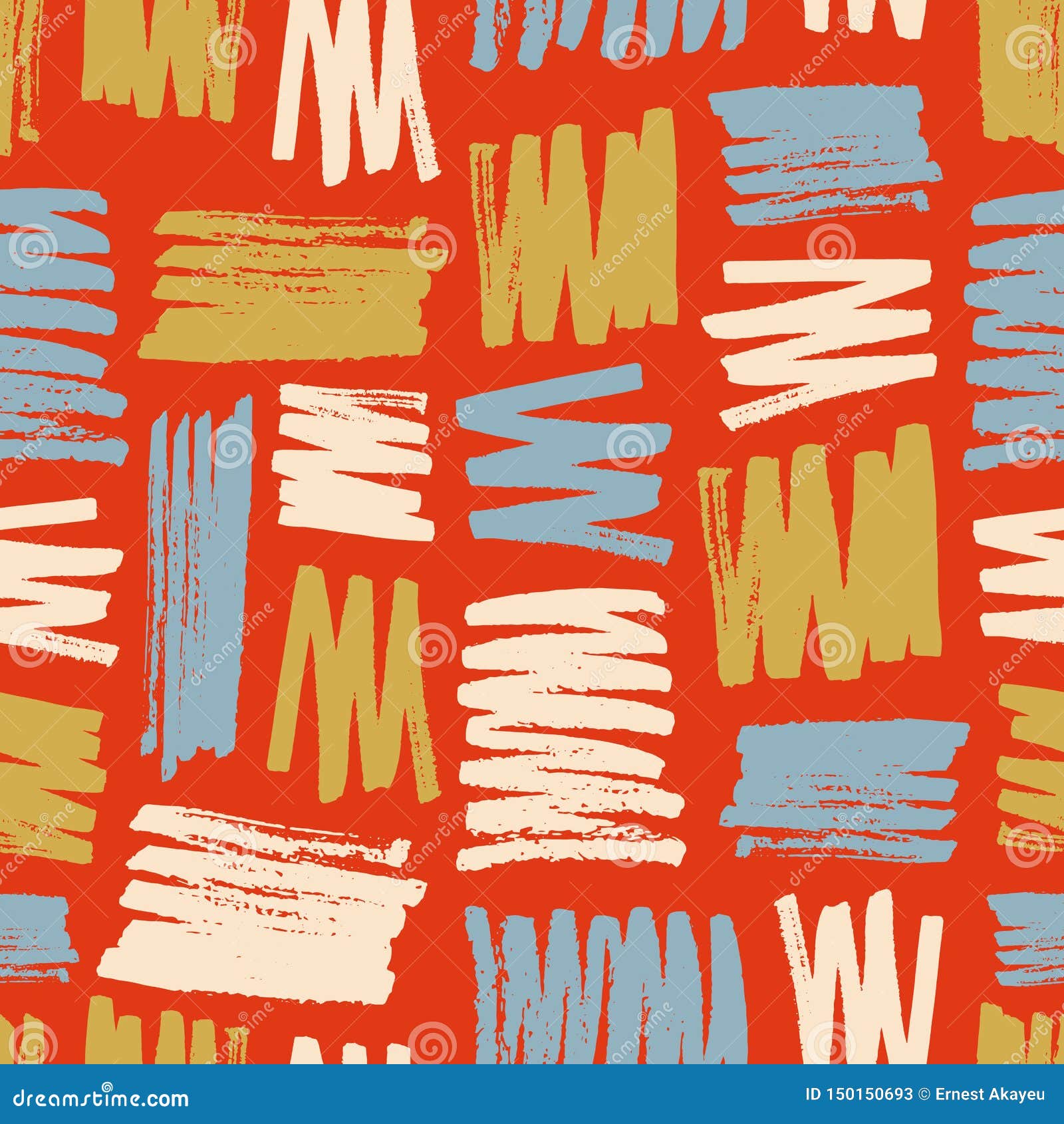 Vivid Seamless Pattern with Colorful Paint Smears or Marks on Red ...