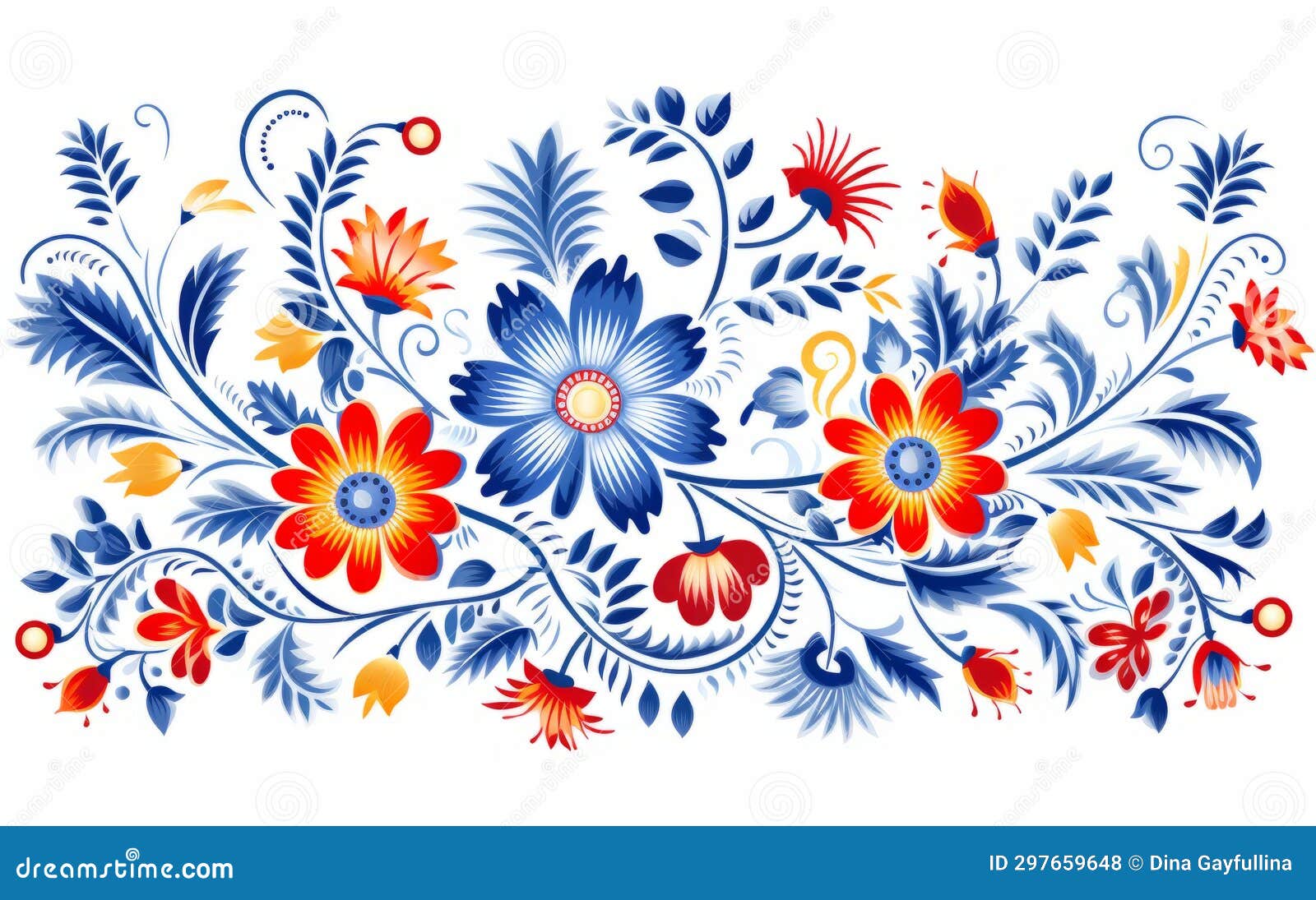 Vivid Slavic Floral Pattern Featuring Folklore Decorative Elements ...