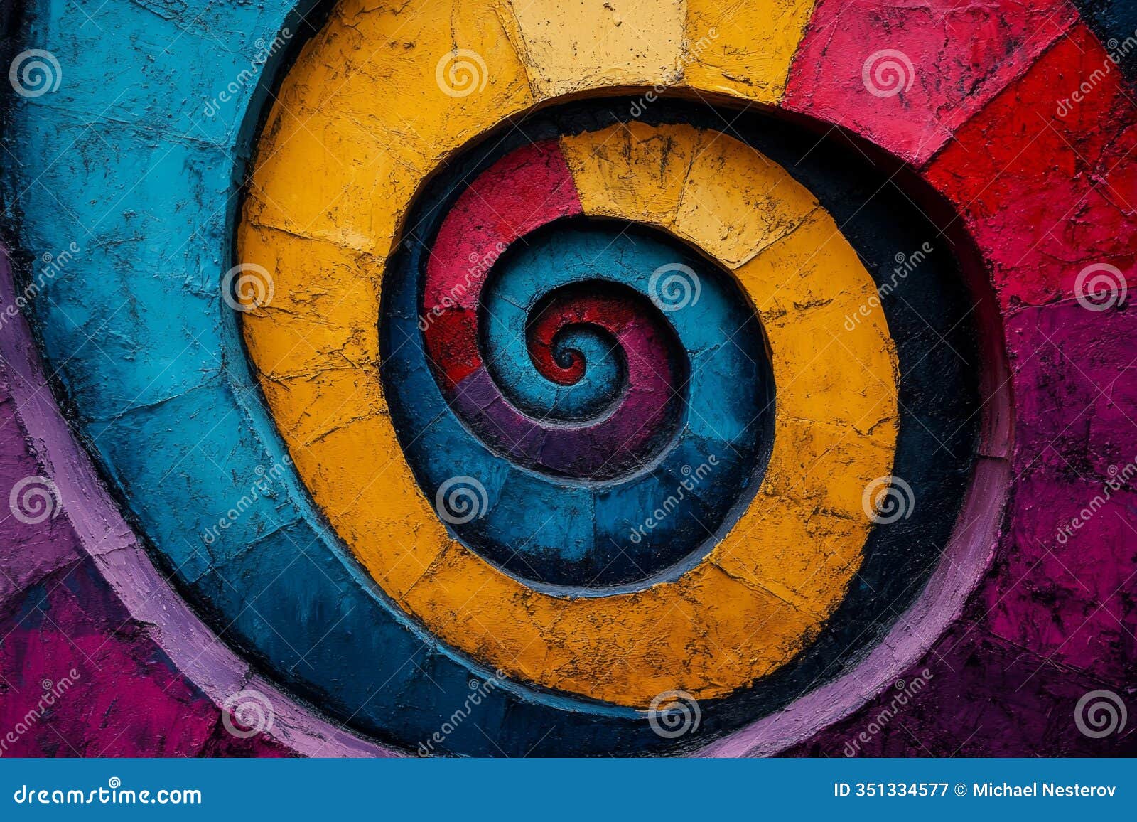 Vivid Spiral Pattern Creating an Optical Illusion with Bright Colors ...