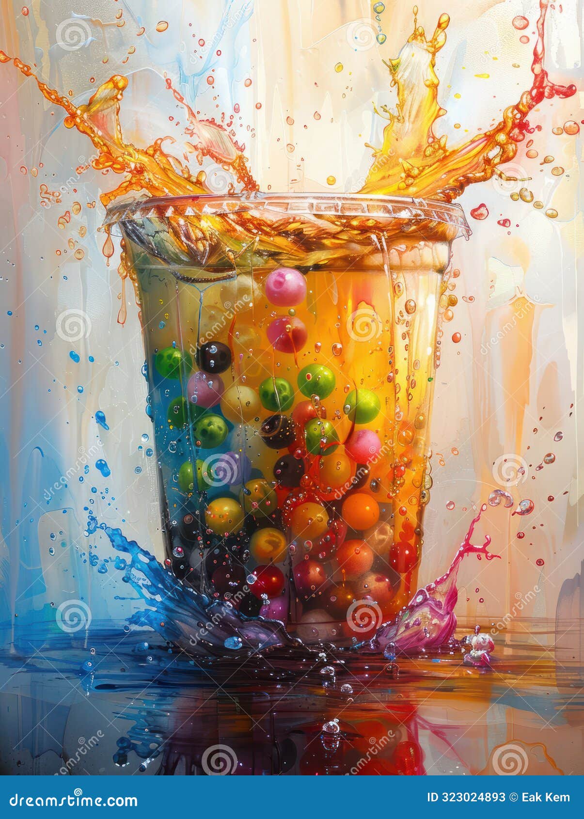 Vivid Splash and Fun a Burst of Colorful Bubbles in a Transparent ...