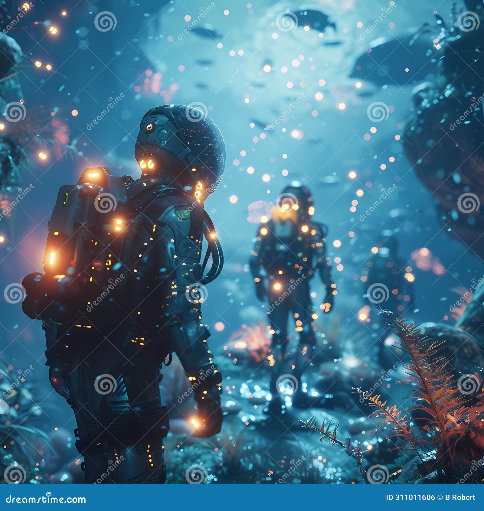 Exploring Virtual Oceans: a Journey Underneath Stock Illustration ...