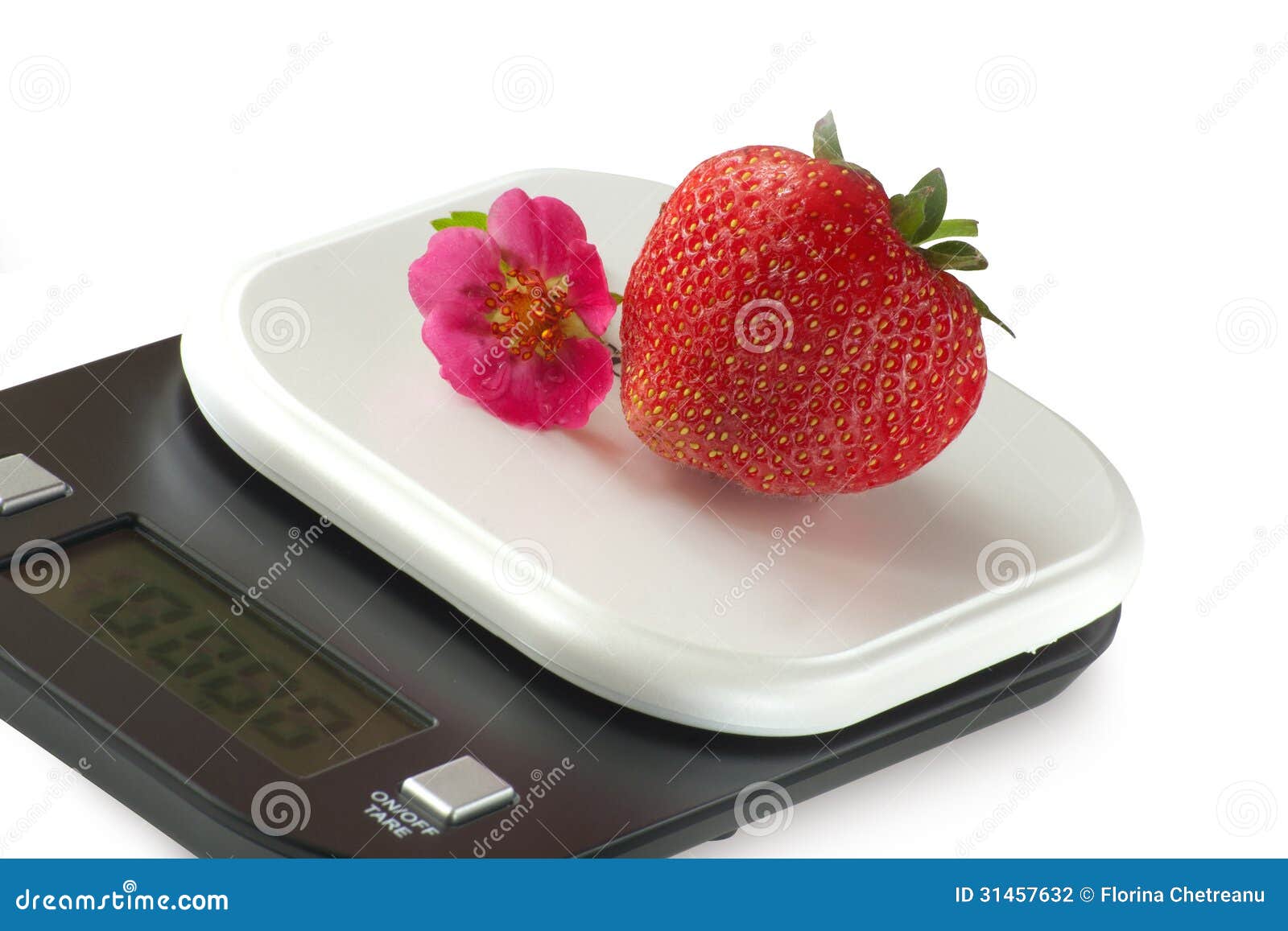 Vivid Strawberries on Kitchen Scale Stock Photo - Image of organic ...