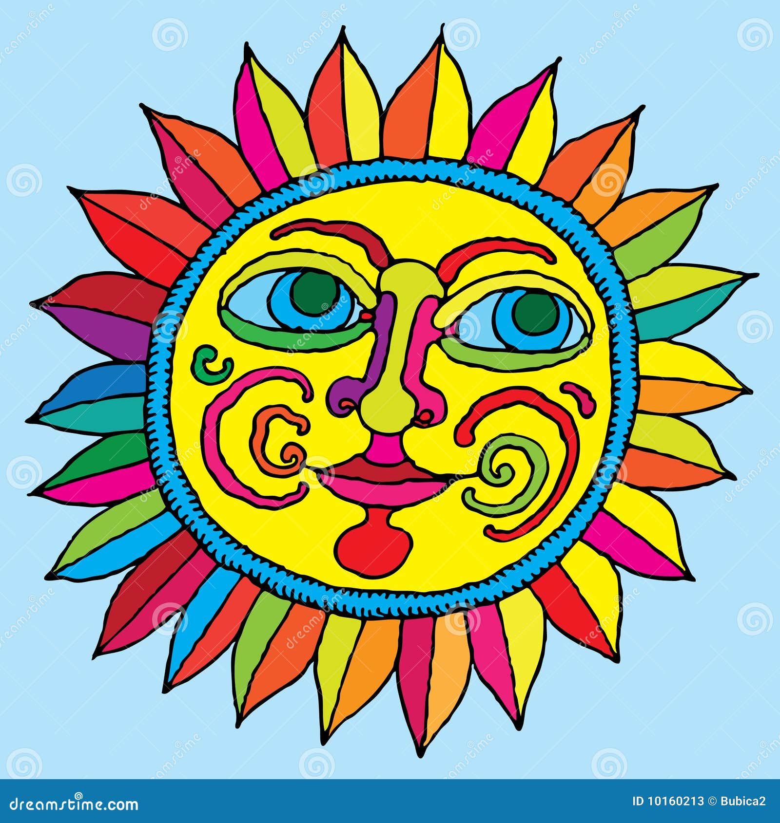 Vivid Sunflower Hand Drawing Stock Vector - Illustration of shiny, nose ...