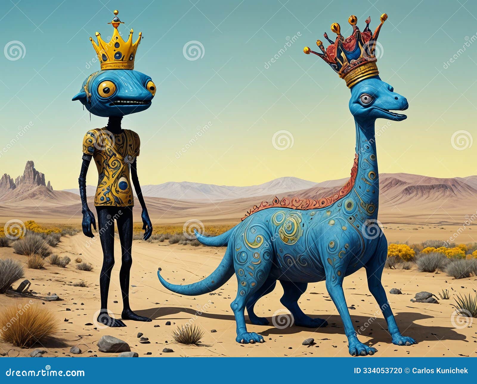 A Vivid and Surreal Landscape Illustration Dominated by Two Strange ...