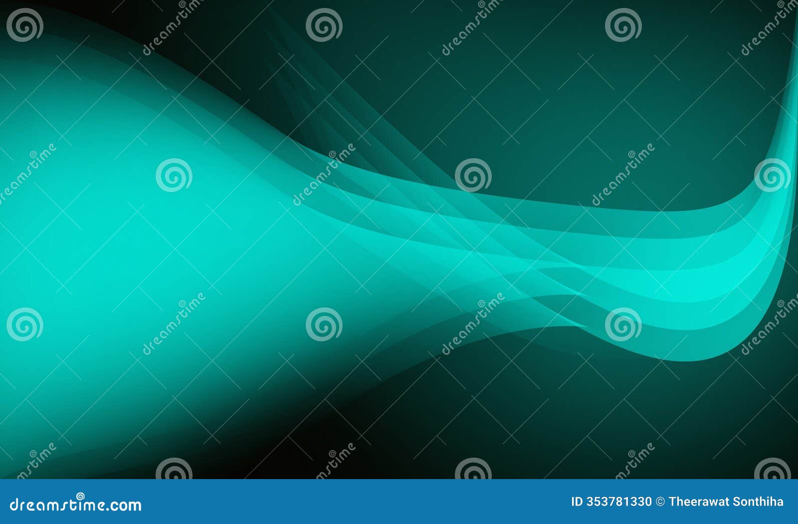 Vivid Teal Wave Design with Layered Translucent Curves on a Gradient ...