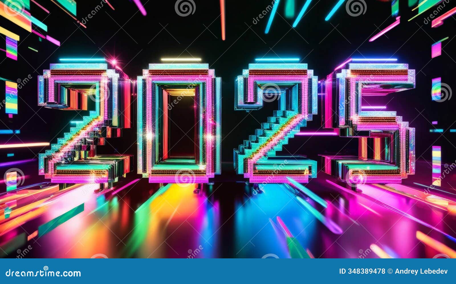 Vivid Technicolor Numbers 2025 In Bold Futuristic Design Royalty-Free ...