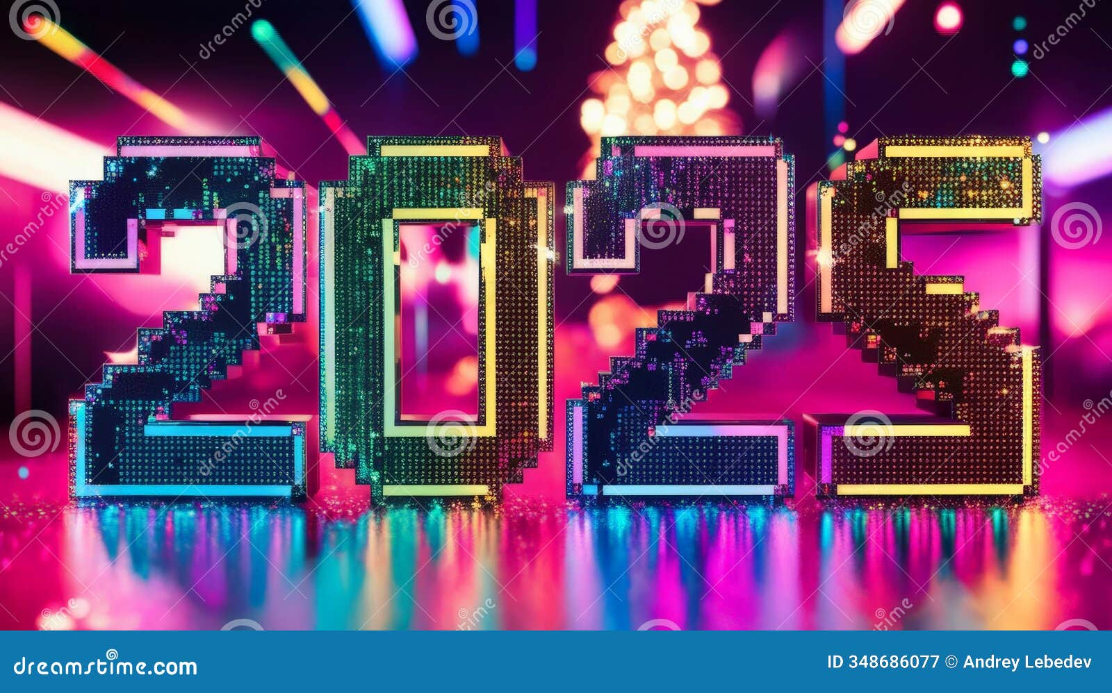 Vivid Technicolor Numbers 2025 In Bold Futuristic Design Royalty-Free ...