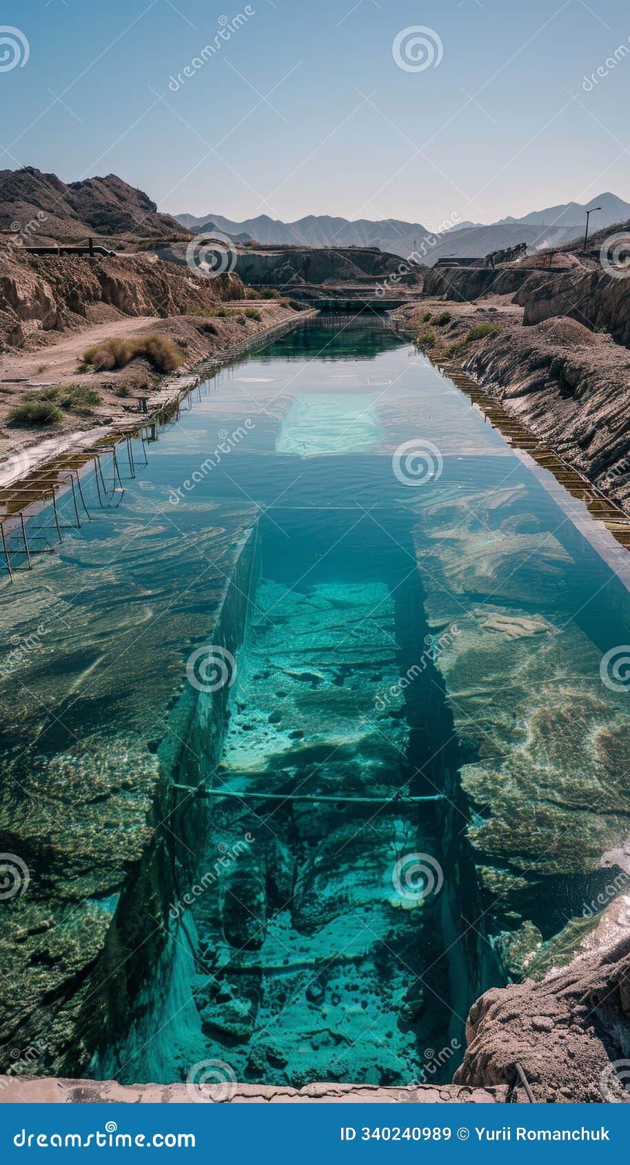 Vivid Turquoise Brine Pool for Lithium Mining Surrounded by Evaporation ...