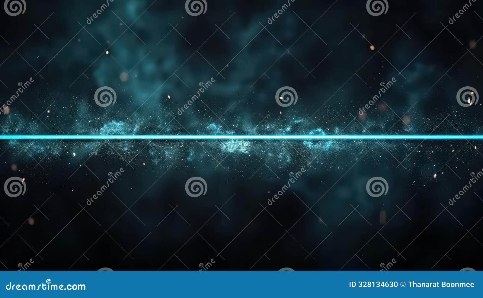 Vivid Turquoise Laser Beam with Sparkles on White Backdrop. Neon Light ...