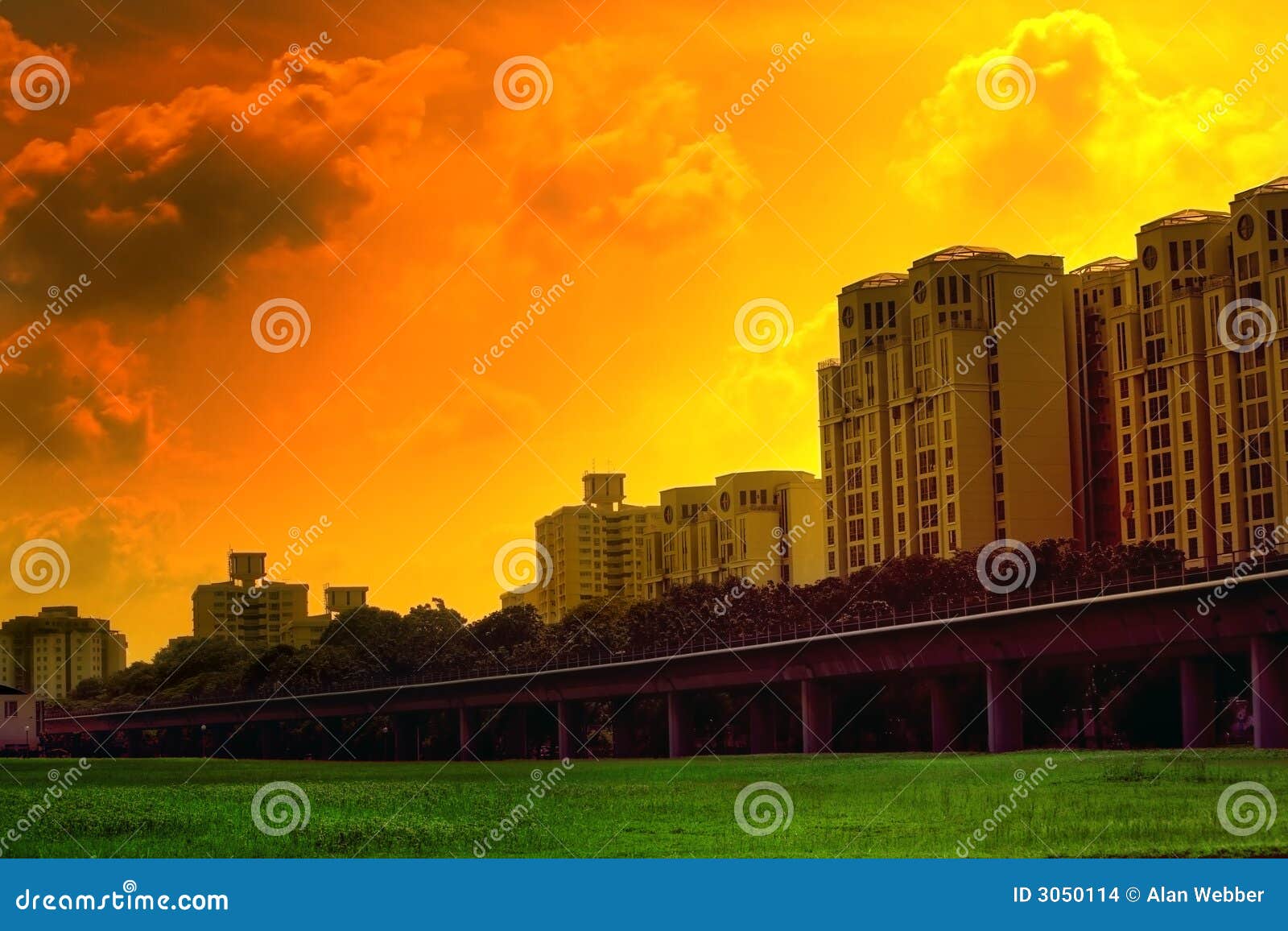 Vivid urban sunset scene stock photo. Image of city, urban - 3050114