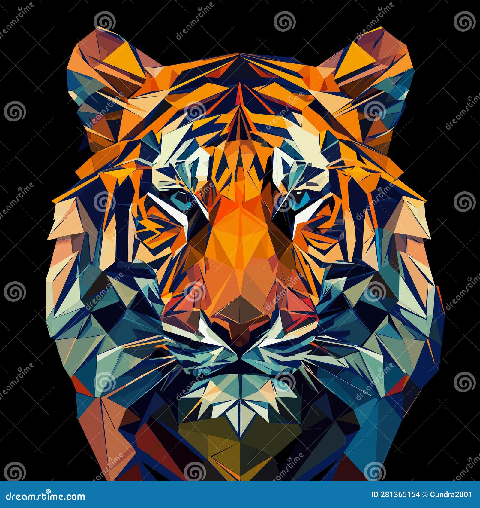 Vector Polygonal Tiger Illustration Made with Colorful Triangle Shapes ...