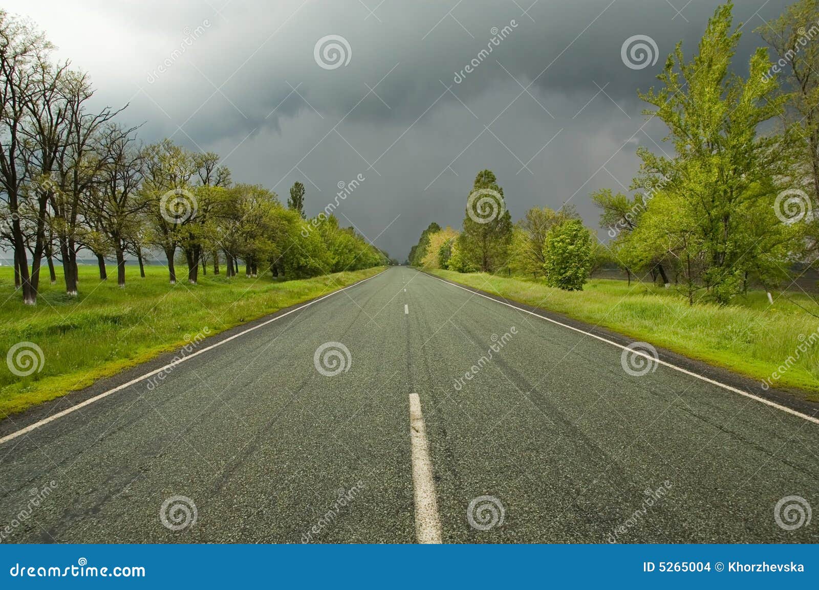 Vivid View with Road and Cloudy Sky Stock Photo - Image of spring ...