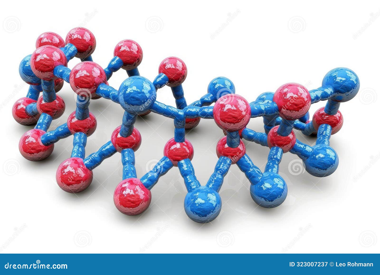 Vividly Colored 3D DNA Model with Bright Blue and Red Spheres ...