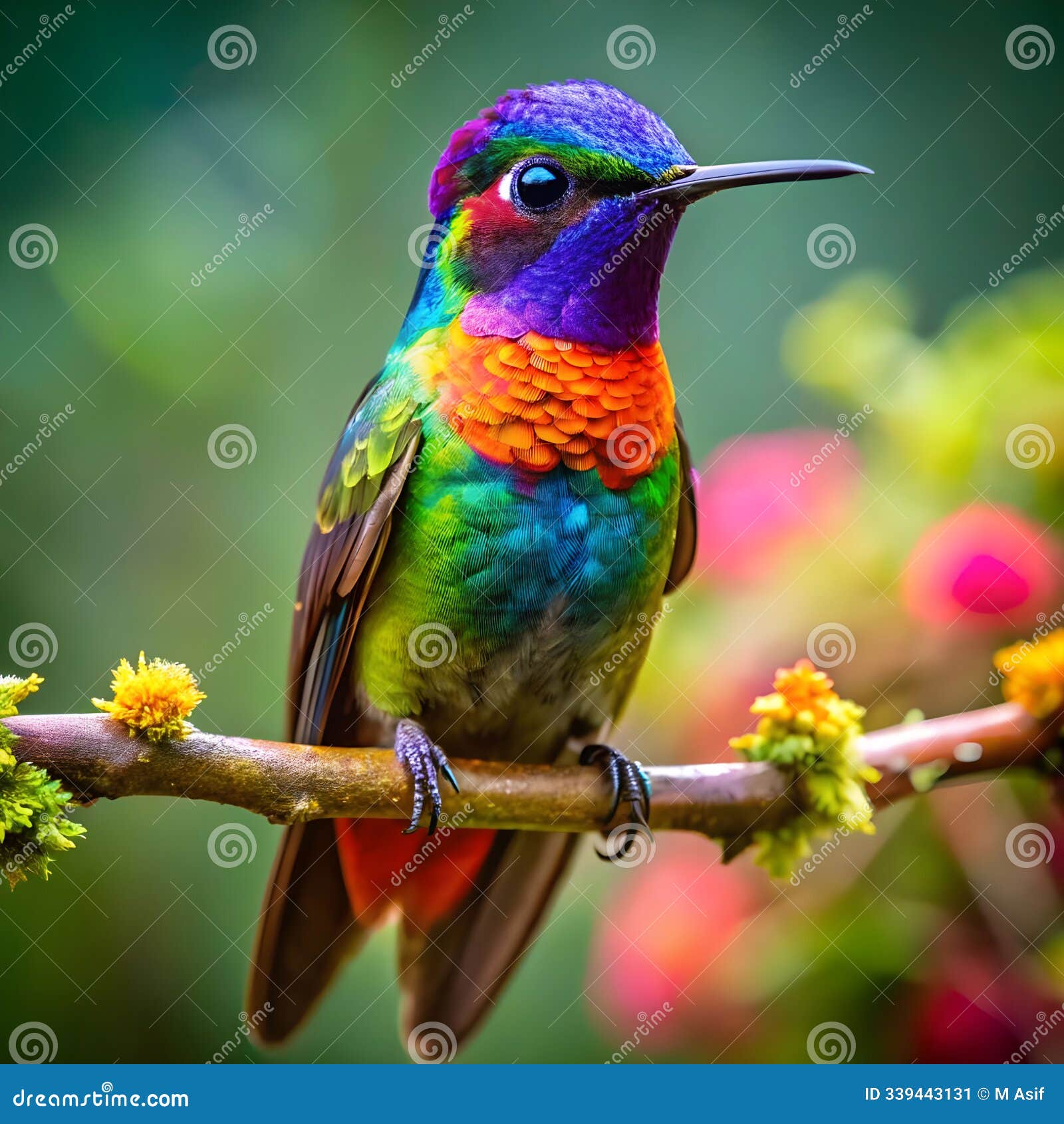 Vividly Colored Hummingbird In Nature Royalty-Free Stock Photo ...